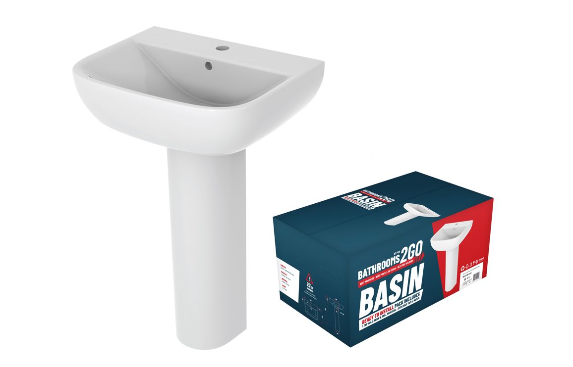 Excel Basins 1TH Basin & Full Pedestal – Excel Plumbing & Heating Supplies