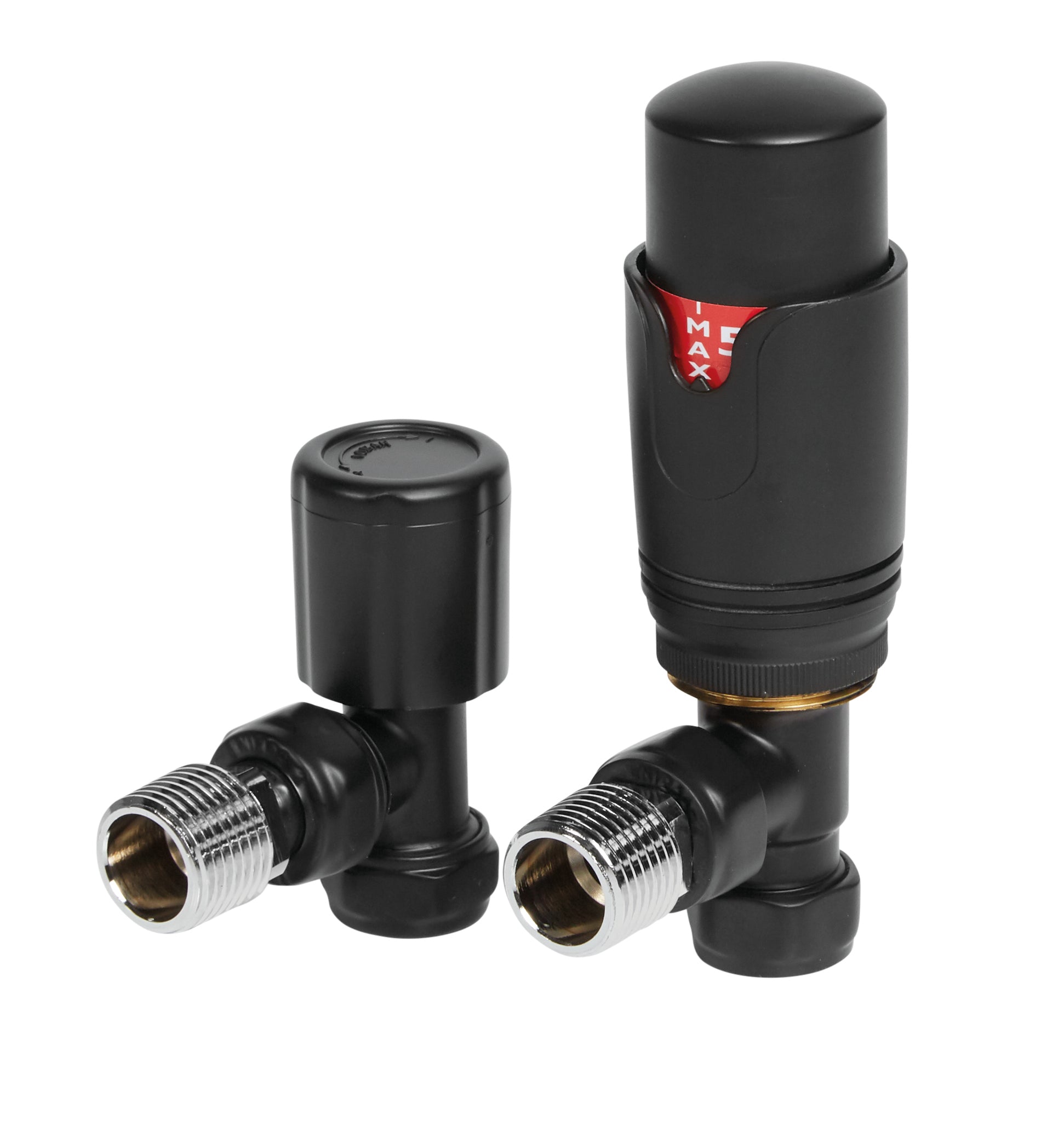 Thermostatic Radiator Valves - Modern Design - Angled Black – Excel ...